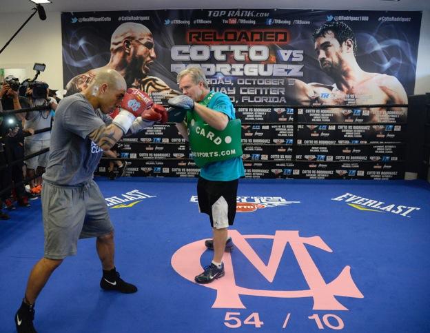 Miguel Cotto and Freddie Roach at the Wildcard Boxing Club ...